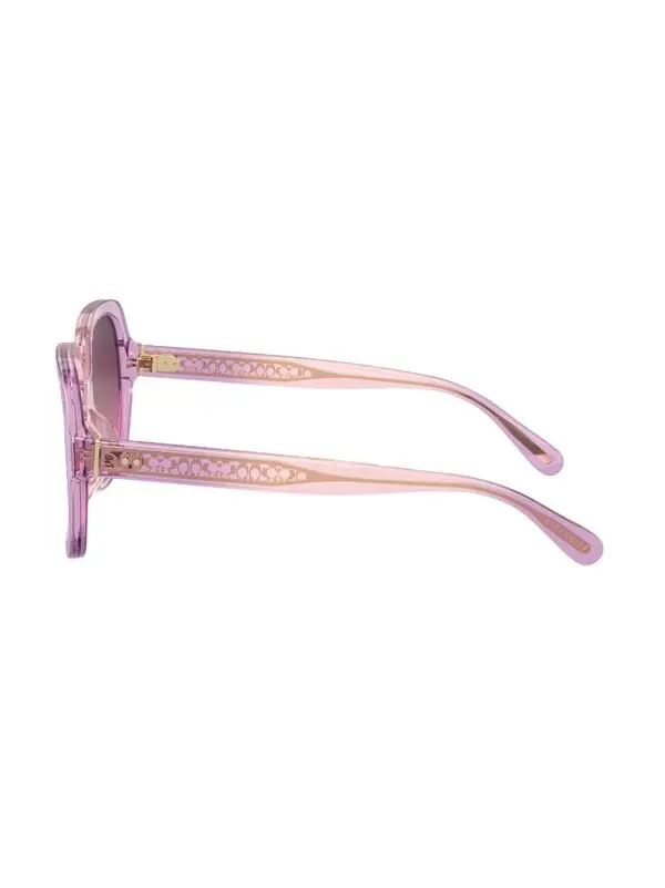 COACH Square Frame Logo Engraved Sunglasses - Purple