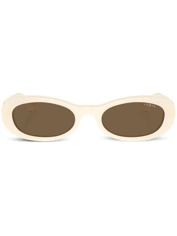 VOGUE EYEWEAR Logo-print Oval Sunglasses - Neutrals