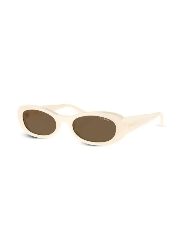 VOGUE EYEWEAR Logo-print Oval Sunglasses - Neutrals