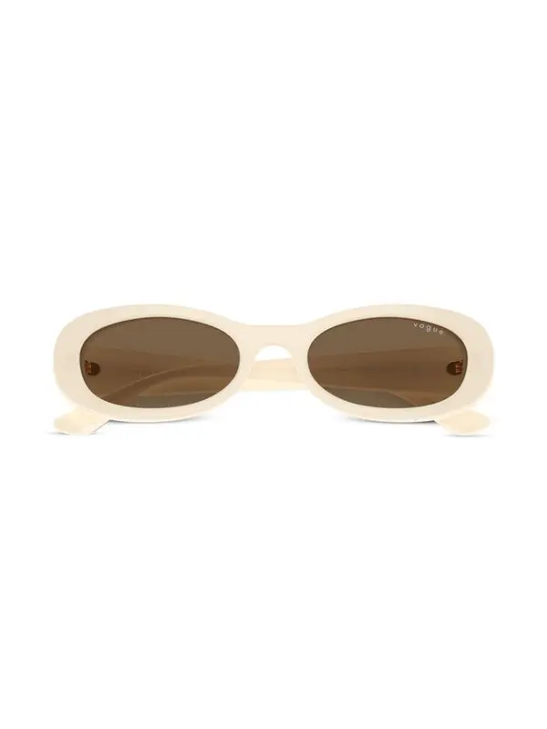 VOGUE EYEWEAR Logo-print Oval Sunglasses - Neutrals