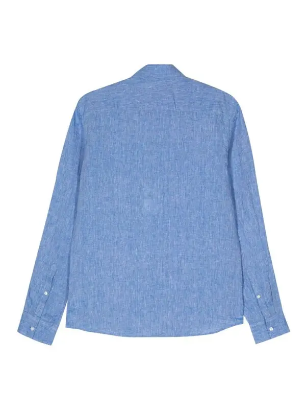 Michael Kors Slub-texture Linen Shirt - Blue
