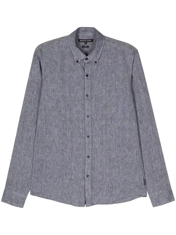 Michael Kors Slub-texture Linen Shirt - Grey