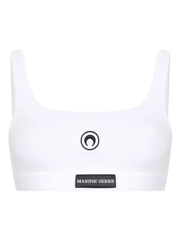 MARINE SERRE Moon-embroidered Bra - White