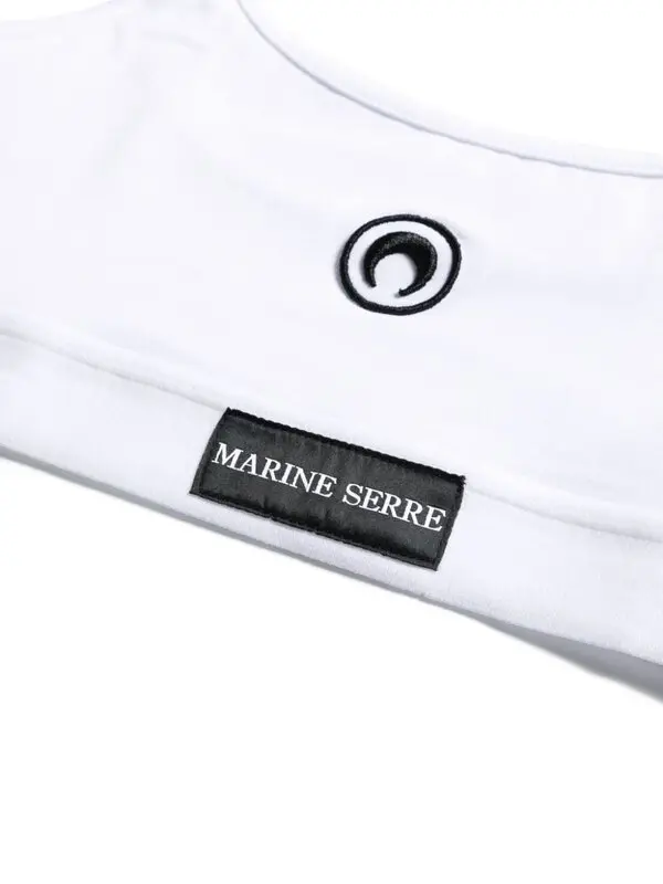 MARINE SERRE Moon-embroidered Bra - White