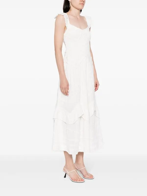 LoveShackFancy Brin Smocked Midi Dress