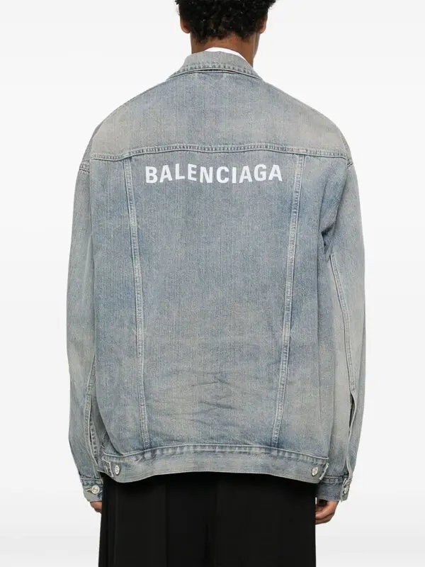Balenciaga Reflective-logo Denim Jacket