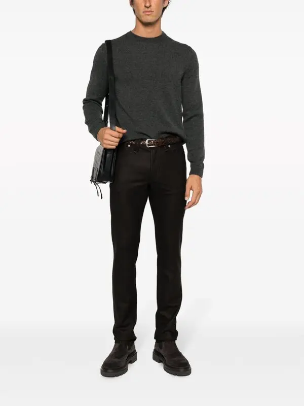 Brioni Low-rise Slim-fit Tapered Trousers - Brown