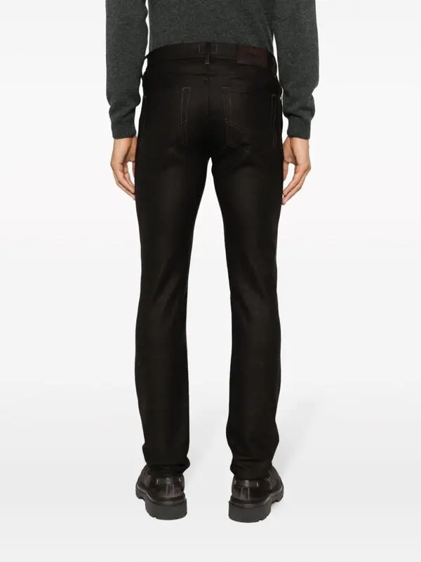 Brioni Low-rise Slim-fit Tapered Trousers - Brown