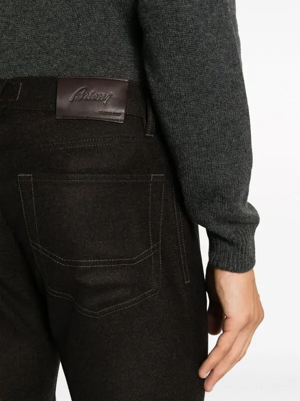 Brioni Low-rise Slim-fit Tapered Trousers - Brown