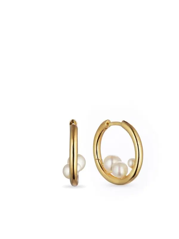 OTIUMBERG Trio Pearl Hoop Earrings - Gold