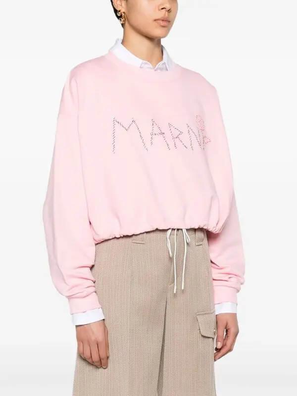 Marni Logo-embroidered Cropped Sweatshirt