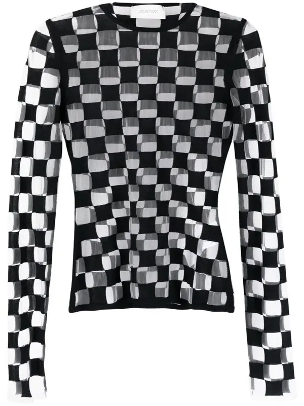 Sportmax Checkerboard-print Long-sleeve Top