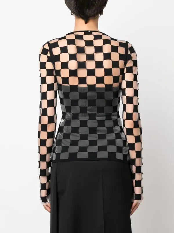 Sportmax Checkerboard-print Long-sleeve Top