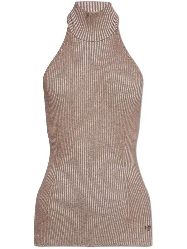 Fendi Rib-knit Wool Halterneck Top