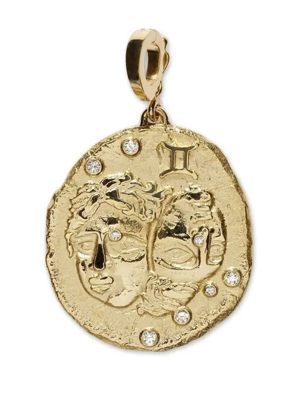 AZLEE 18kt Yellow Gemini Pendant With Diamonds - Gold