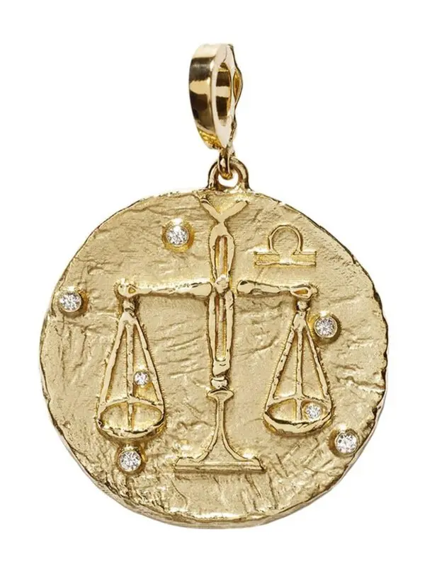 AZLEE 18kt Yellow Libra Pendant - Gold