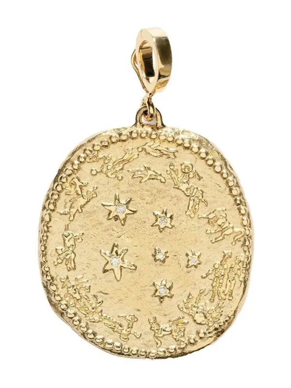 AZLEE 18kt Yellow Large Zodiac Diamond Charm - Gold
