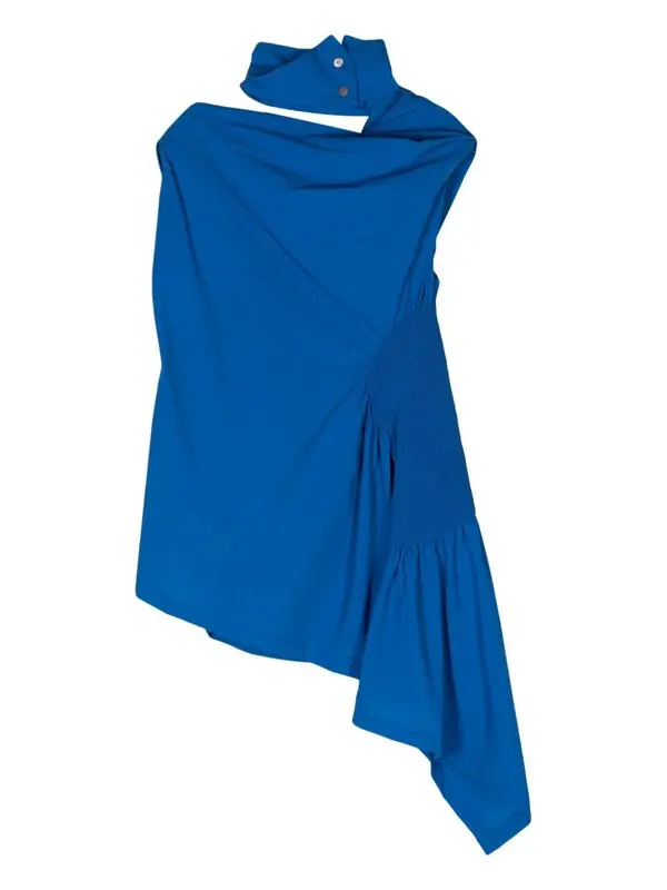 Issey Miyake Eye Of The Bean Asymmetric Blouse - Blue