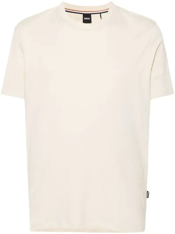BOSS Raised-logo Cotton T-shirt - Neutrals