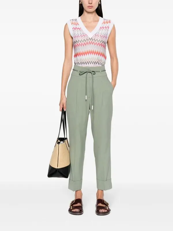 Peserico High-waisted Cropped Trousers - Green