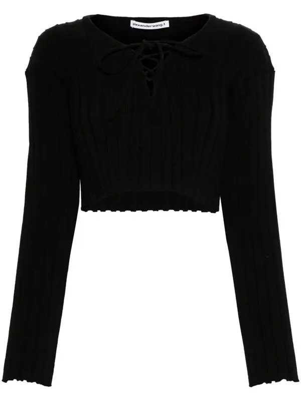 Alexander Wang Cropped Ribbed Sweater - Black