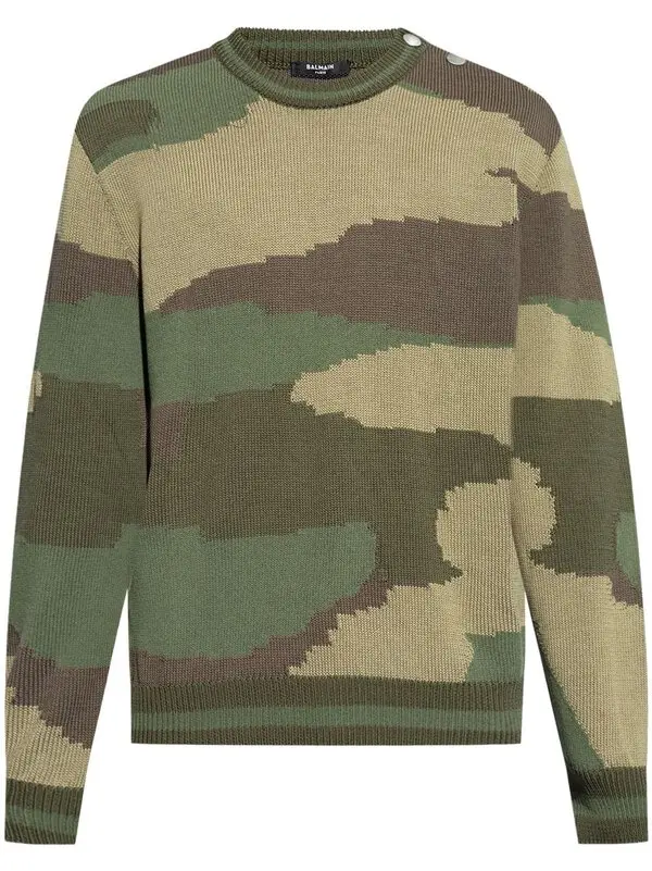 Balmain Camouflage-pattern Jumper