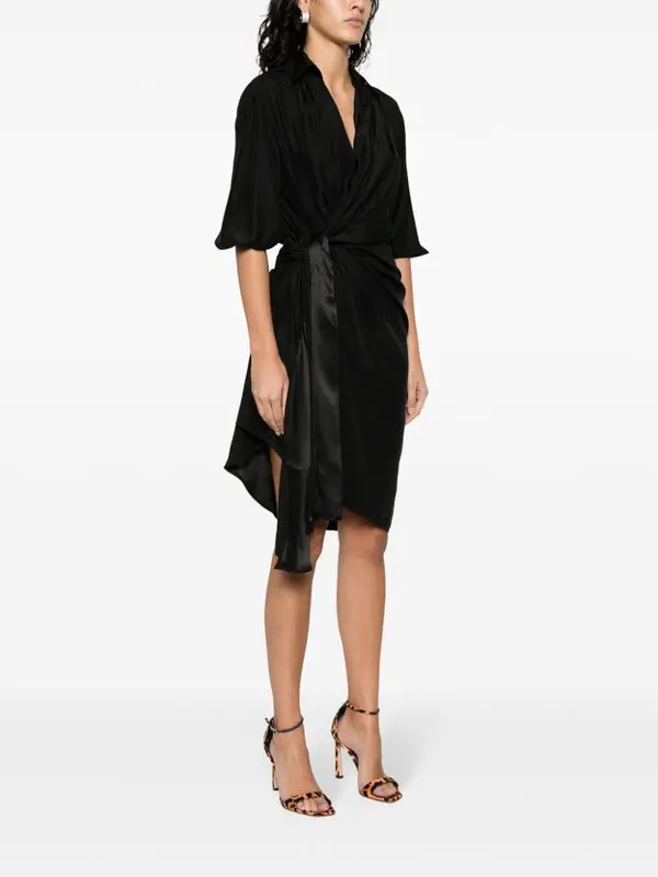 Gauge81 Miya Silk Wrap Dress - Black