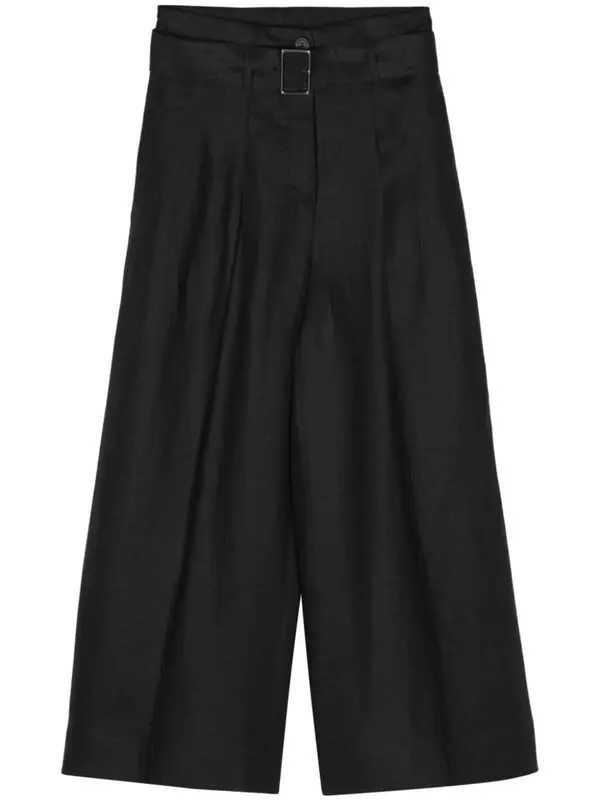 Peserico Cropped Linen Palazzo Pants