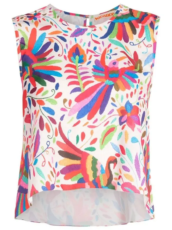 OLYMPIAH Abstract-print Sleeveless Blouse