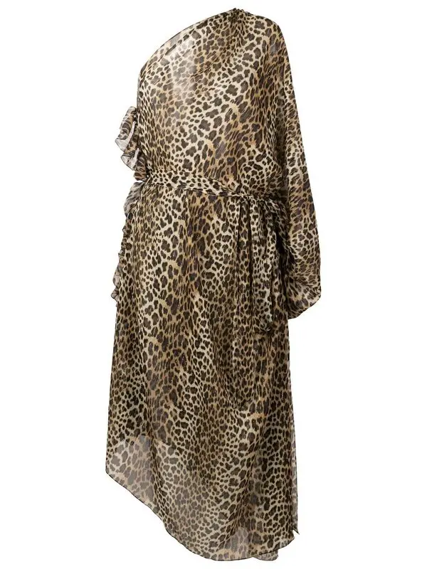 OLYMPIAH Leopard Print Silk Dress