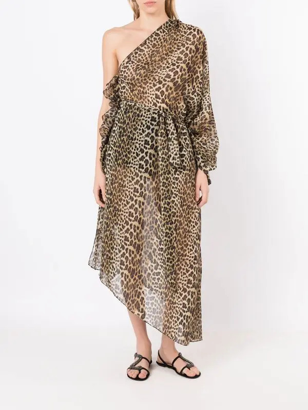 OLYMPIAH Leopard Print Silk Dress