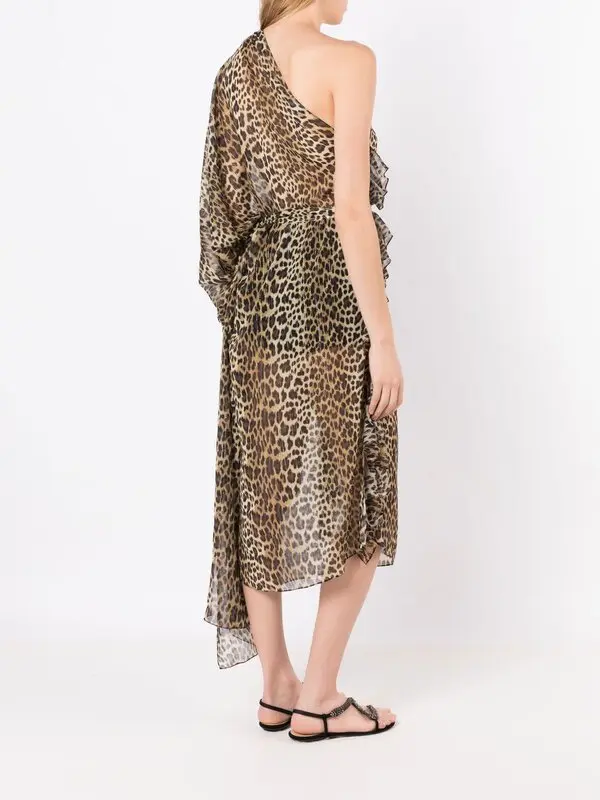 OLYMPIAH Leopard Print Silk Dress