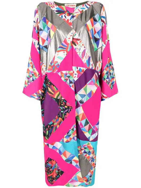 OLYMPIAH Colour-block Patchwork Cotton-blend Kimono - Multicolour