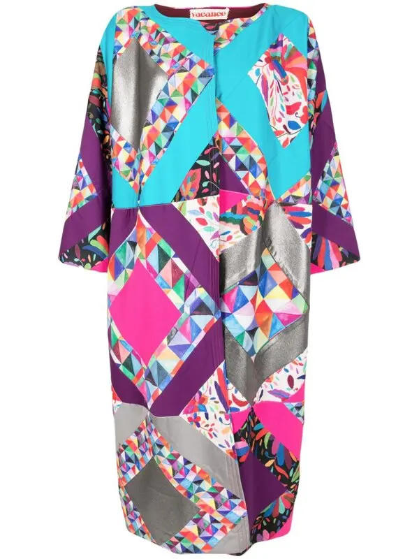 OLYMPIAH Colour-block Patchwork Cotton-blend Kimono - Multicolour