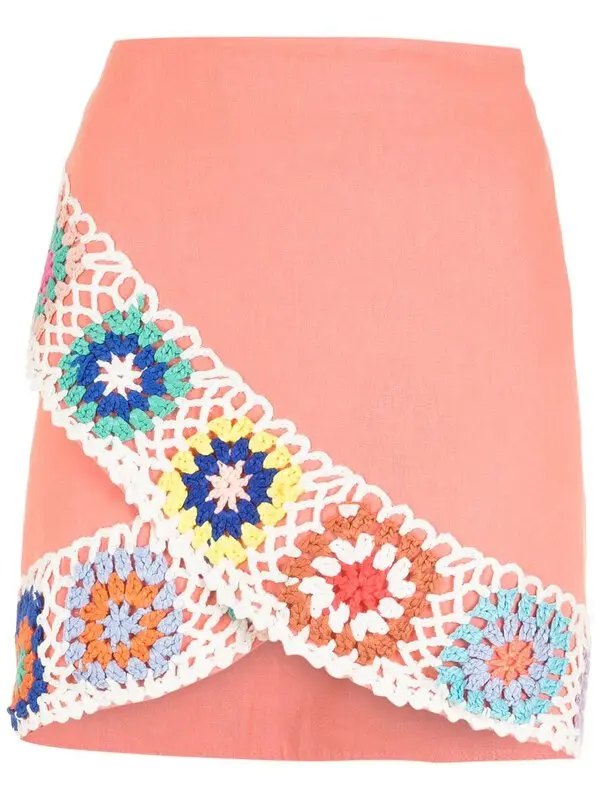 OLYMPIAH Crochet Mini Skirt - Pink
