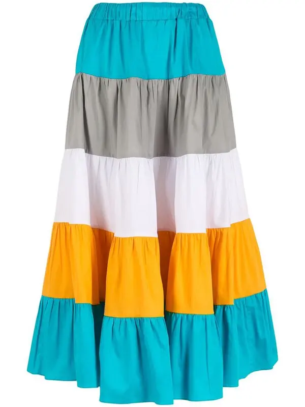 OLYMPIAH Stripe-pattern Flared Skirt - Multicolour