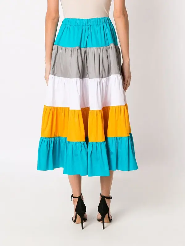 OLYMPIAH Stripe-pattern Flared Skirt