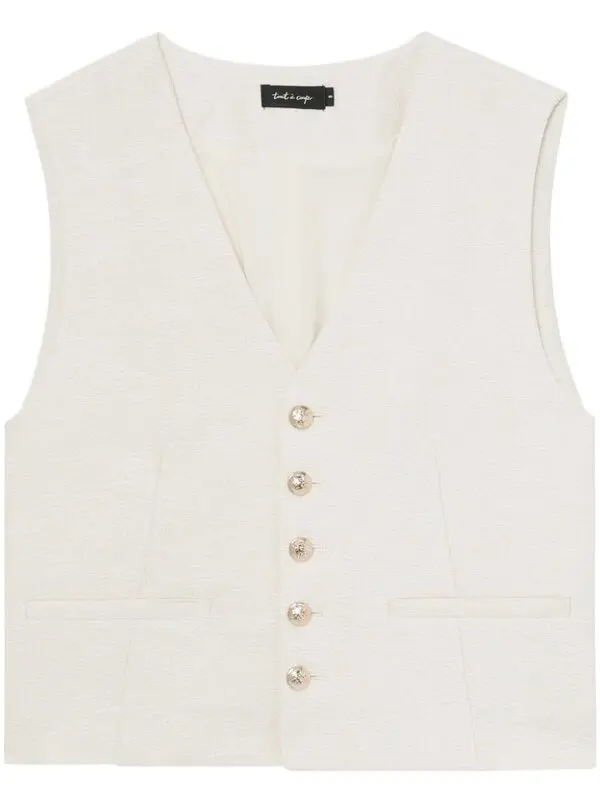 TOUT A COUP Textured Button-up Waistcoat - Neutrals