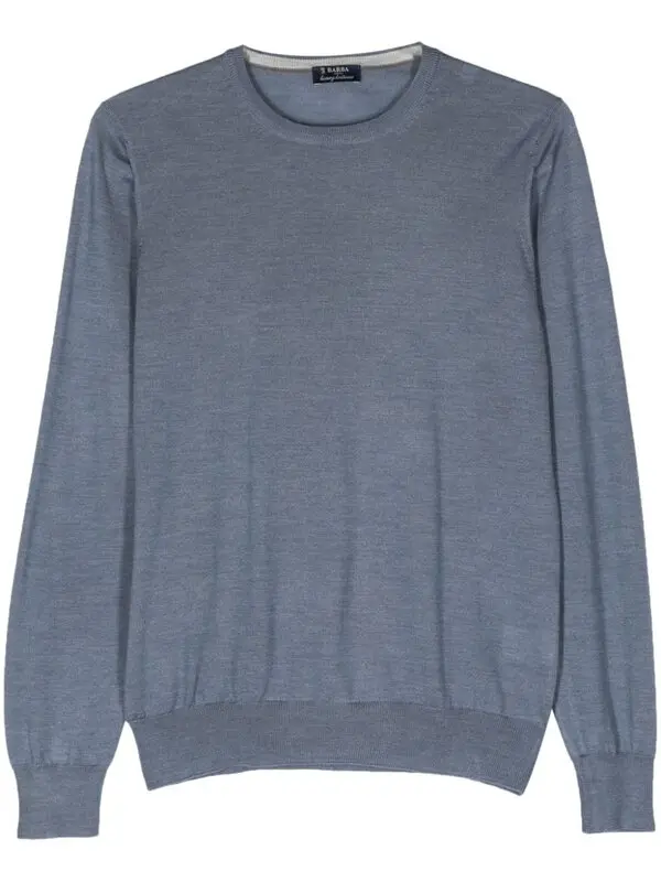 BARBA NAPOLI Crew-neck Fine-knit Jumper - Blue