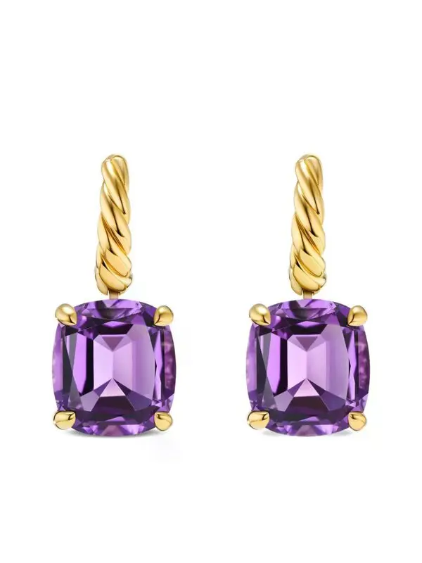David Yurman 18kt Yellow Marbella Amethyst Drop Earrings - Gold