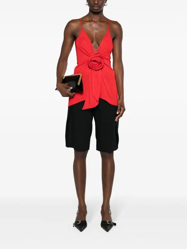 Balmain Floral-appliqué Plunge Tank Top