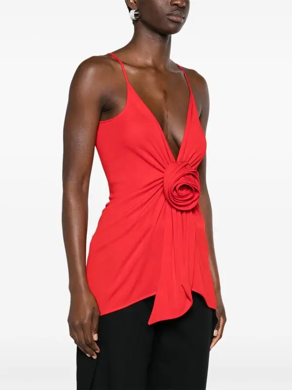 Balmain Floral-appliqué Plunge Tank Top
