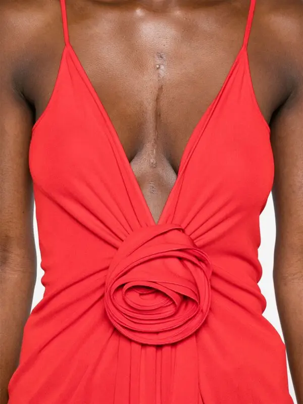 Balmain Floral-appliqué Plunge Tank Top