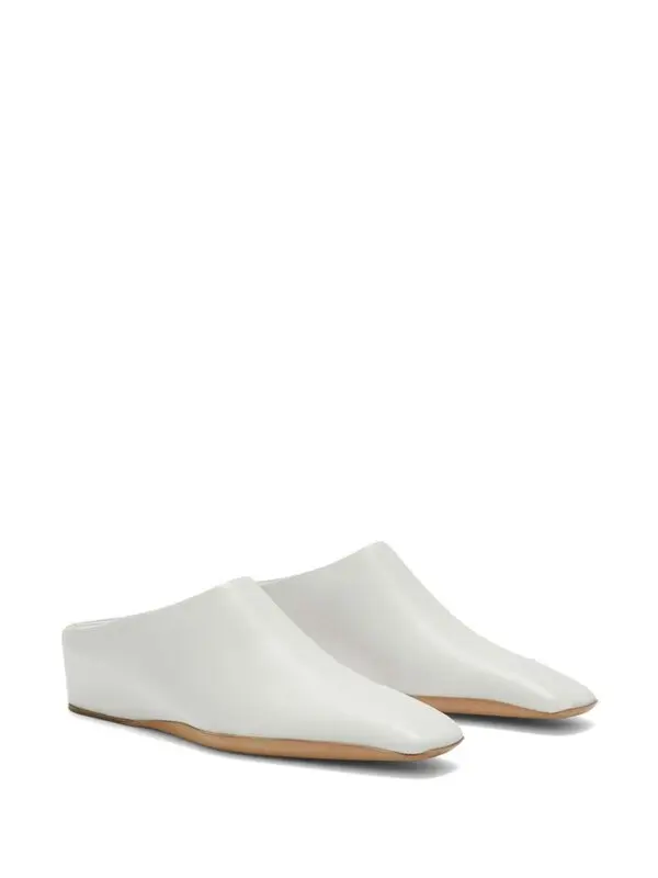 JIL SANDER Square-toe Leather Mules - White