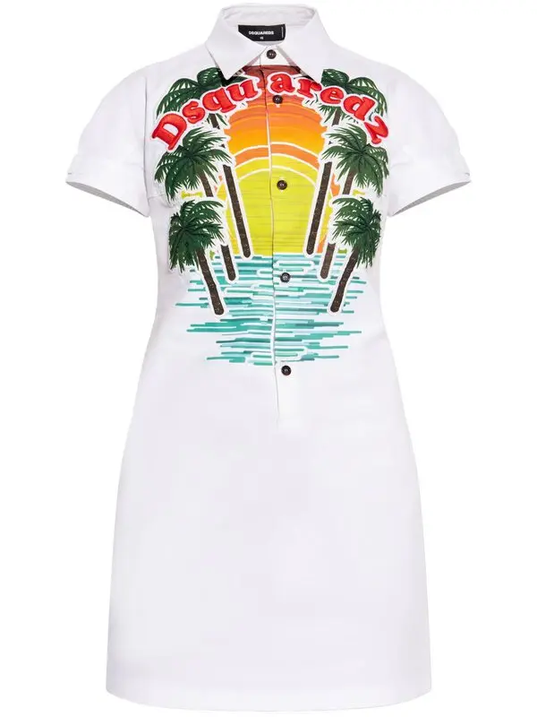 Dsquared2 Sunset Logo-embroidered Shirt Dress