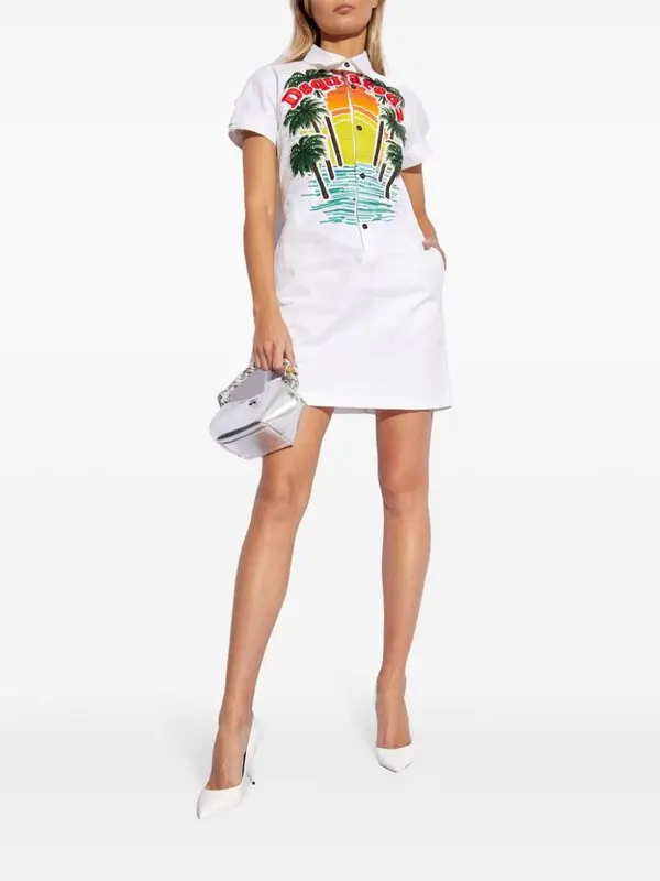 Dsquared2 Sunset Logo-embroidered Shirt Dress