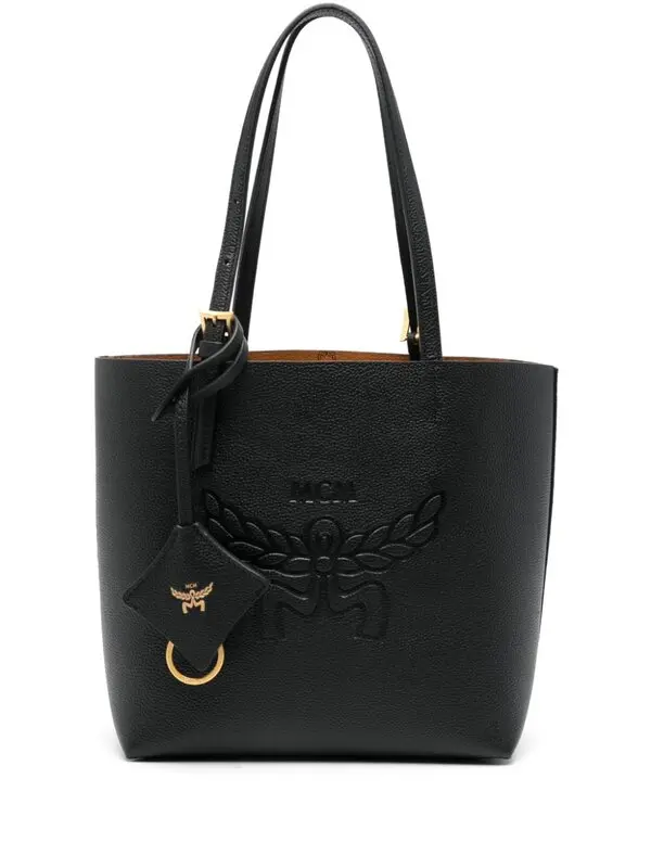Mcm Himmel Leather Tote Bag - Black