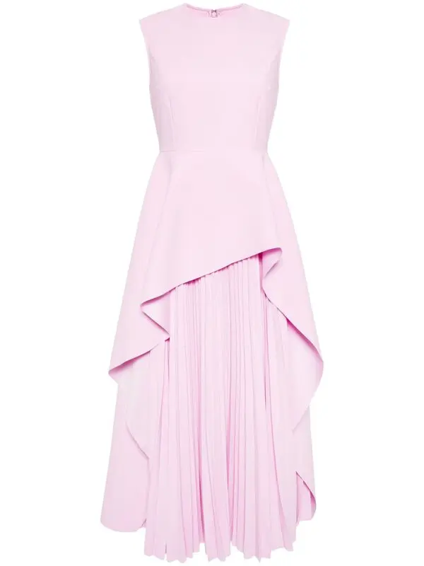 Solace London Severny Peplum Midi Dress In Pink | Editorialist