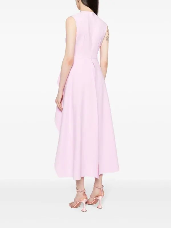 Solace London Severny Peplum Midi Dress In Pink | Editorialist