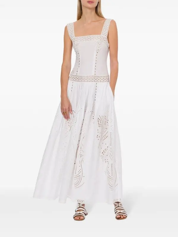 Alberta Ferretti Lace Detail Cotton Blend Maxi Dress In White - 50% Off |  Editorialist
